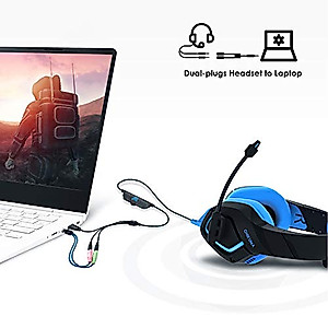 MillSO Headphone Mic Splitter, 3.5mm Headset Adapter (Microphone + Audio) 2 TRS Female to TRRS Male CTIA Stereo Jack Y Cable Compatible for Dual-Plug Gaming Headset to Xbox, PS4, Phone, Laptop, PC