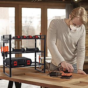 Volin Crik Power Tool Organizer,5 Drill Holder Wall Mount, 4 Layer Heavy Duty Metal Tool Shelf, Garage Tool Organizers and Tool Storage Rack，with Screwdriver Holder/Plier Holder/Hammer Holder