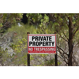 4 Pack Private Property No Trespassing Sign Metal 10"x14" Rust Free Aluminum,Indoor & Outdoor Use for Fence and Yard