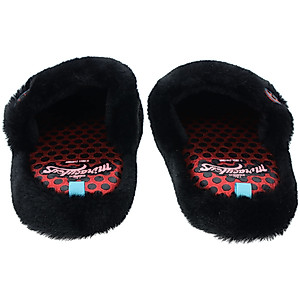 Miraculous Ladybug Girls' Slipper Scuff, Mismatch Ladybug and Cat Noir, Black/Red, Big Kid Size 3/4