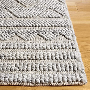 Safavieh Natura Collection 3' x 5' Grey NAT128F Handmade Rustic Farmhouse Boho Wool Blend Area Rug