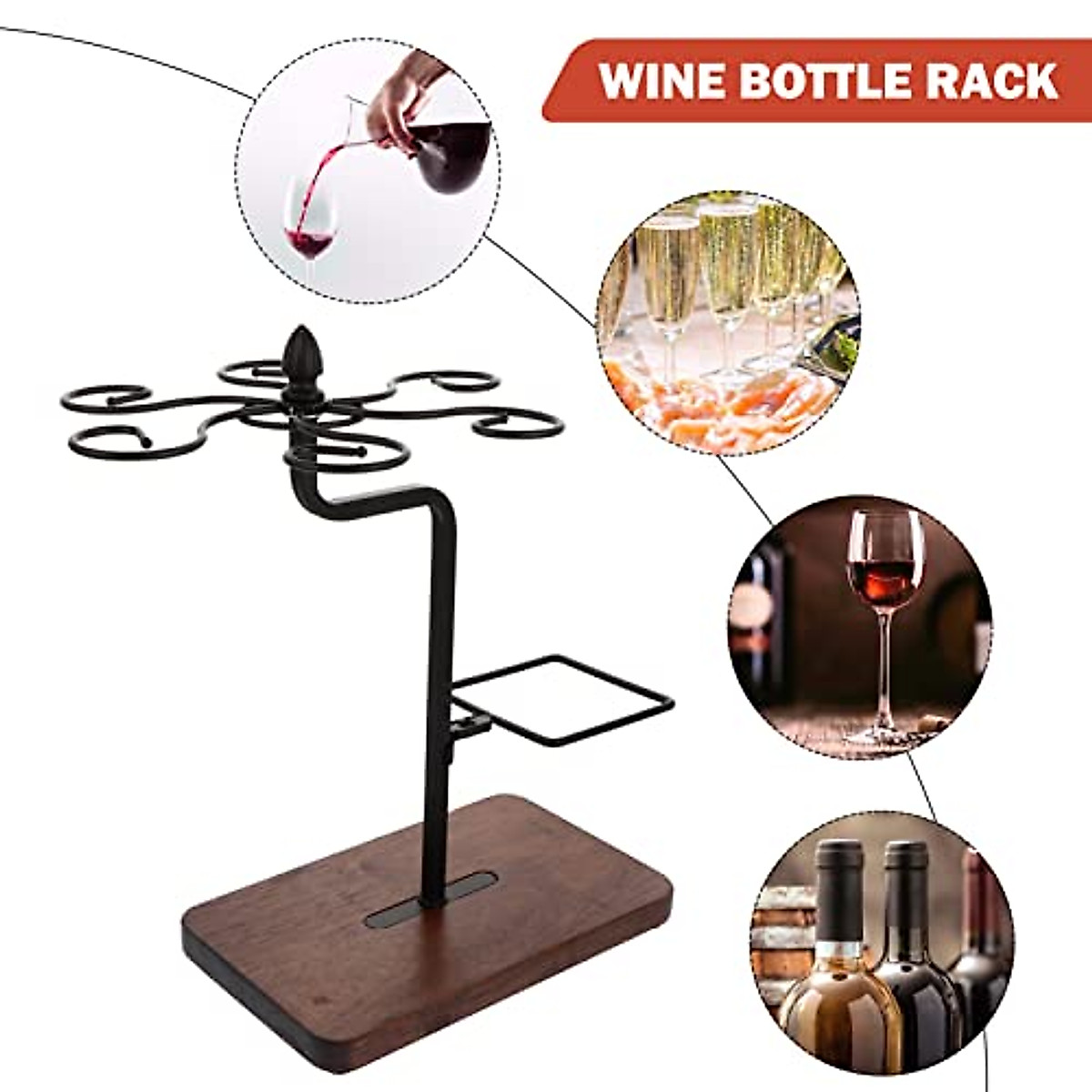 STOBAZA 1pc Delicate Tabletop Metal Countertop Cups Red Home Display Base Kitchen Office Bar Party Shelf Goblet Holder Organizer Drying Holiday Glasses Wooden Wood Wine Tree Hotel