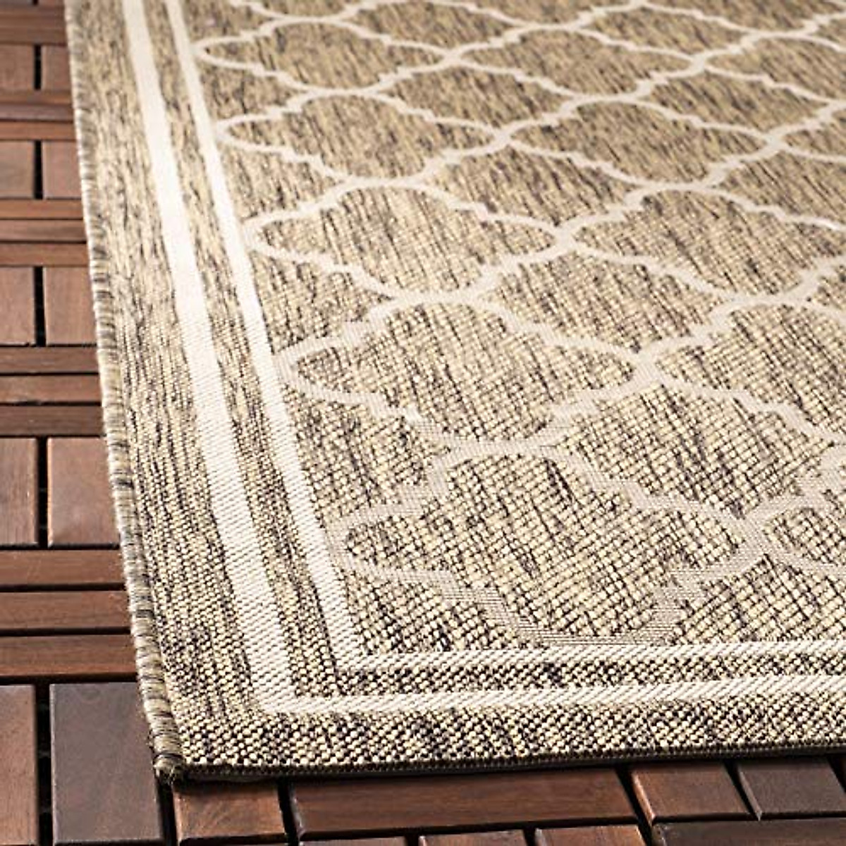 SAFAVIEH Courtyard Collection 2'7" x 5' Brown/Bone CY6918 Trellis Indoor/ Outdoor Splashproof Easy Scrubbing Patio Backyard Mudroom Area Rug