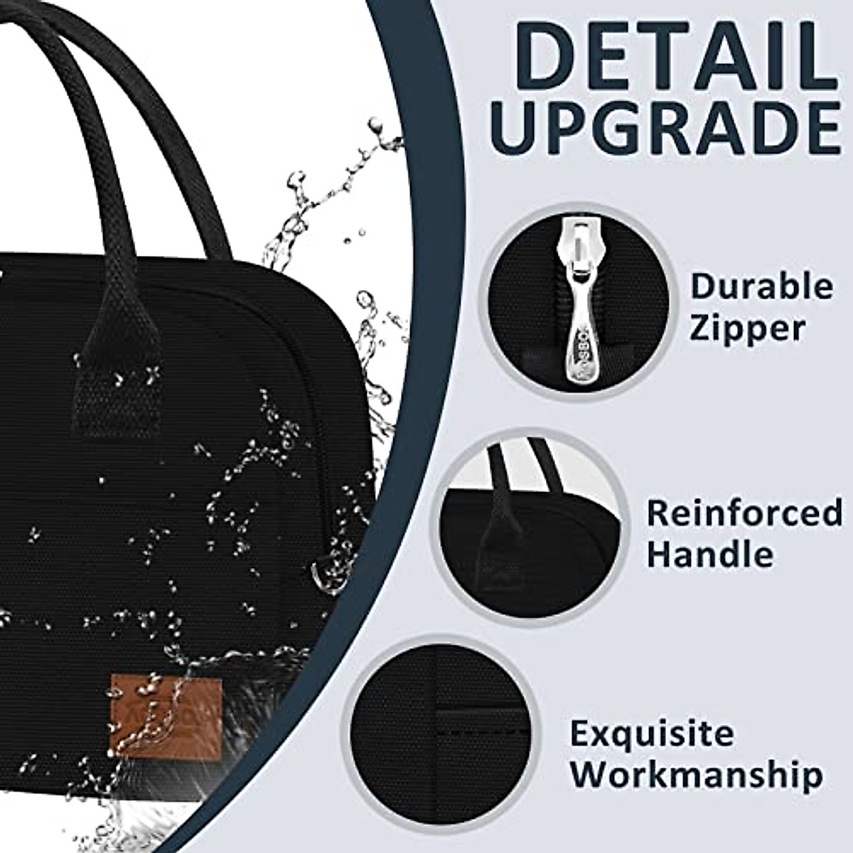 Aosbos Lunch Bag Women Loncheras para Mujer Insulated Cooler Bag Thermal Lunch Tote Lunch Boxes Reusable Meal Prep Containers Bag for Work Picnic, Black