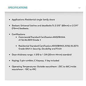 Schlage Connect Century Touchscreen Deadbolt Smart Lock w/ Alarm (Matte Black)