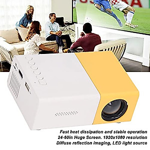 Mini Video Projector, Portable 1920x1080 Outdoor Video Projector Built in Speakers, Large Screen Smart Home Projector with Remote Control, for Outdoor Movie, Home Theate(US )