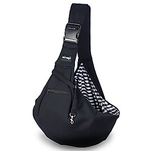 NATUYA Small Dog Carrier Sling Cat Sling,Adjustable Strap Hand Free Pet Puppy for Outdoor Traveling Subway (Black, Snap)