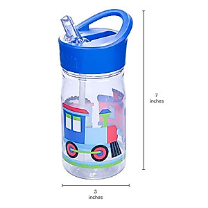 Wildkin 12 Inch Kids Backpack Bundle with Water Bottle (Trains, Planes & Trucks)