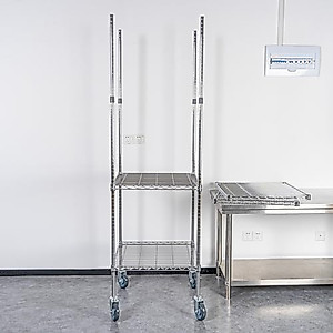 Restaurantware - SHELVING POSTS ONLY: RW Base 74 Inch Mobile Shelving Posts, 4 NSF Certified Chrome Shelving Poles - Shelves And Casters Sold Separately, Does Not Corrode, Steel Wire Shelving Poles