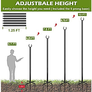 Eazielife Sprimden Outdoor String Light Pole, 10 FT Heavy Duty Hanging Light Stand Pole for Outside Garden Lawn, Patio, Christmas, Wedding, Party (2 Packs)