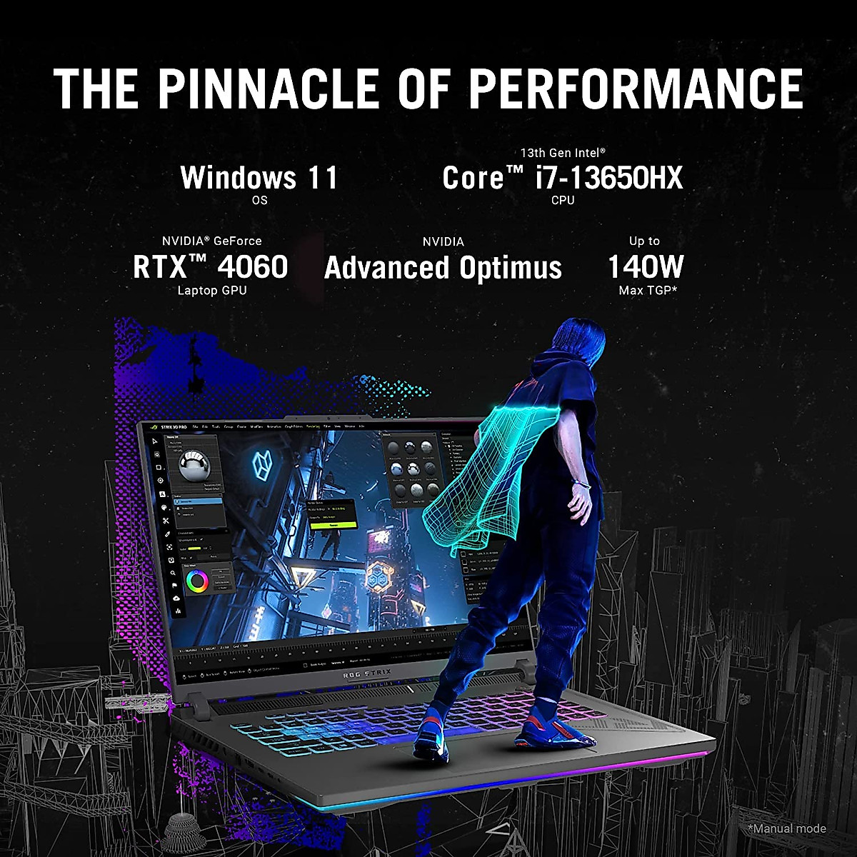 asus ROG Strix G16 (2023) Gaming Laptop, 16:10 FHD 165 Hz, 13th Gen Intel Core i7-13650HX, MUX GeForce RTX 4060(140W); DDR5 RAM, Wi-Fi 6E, Windows 11 Home,w/Mouse Pad (16GB RAM | 1TB PCIe SSD)
