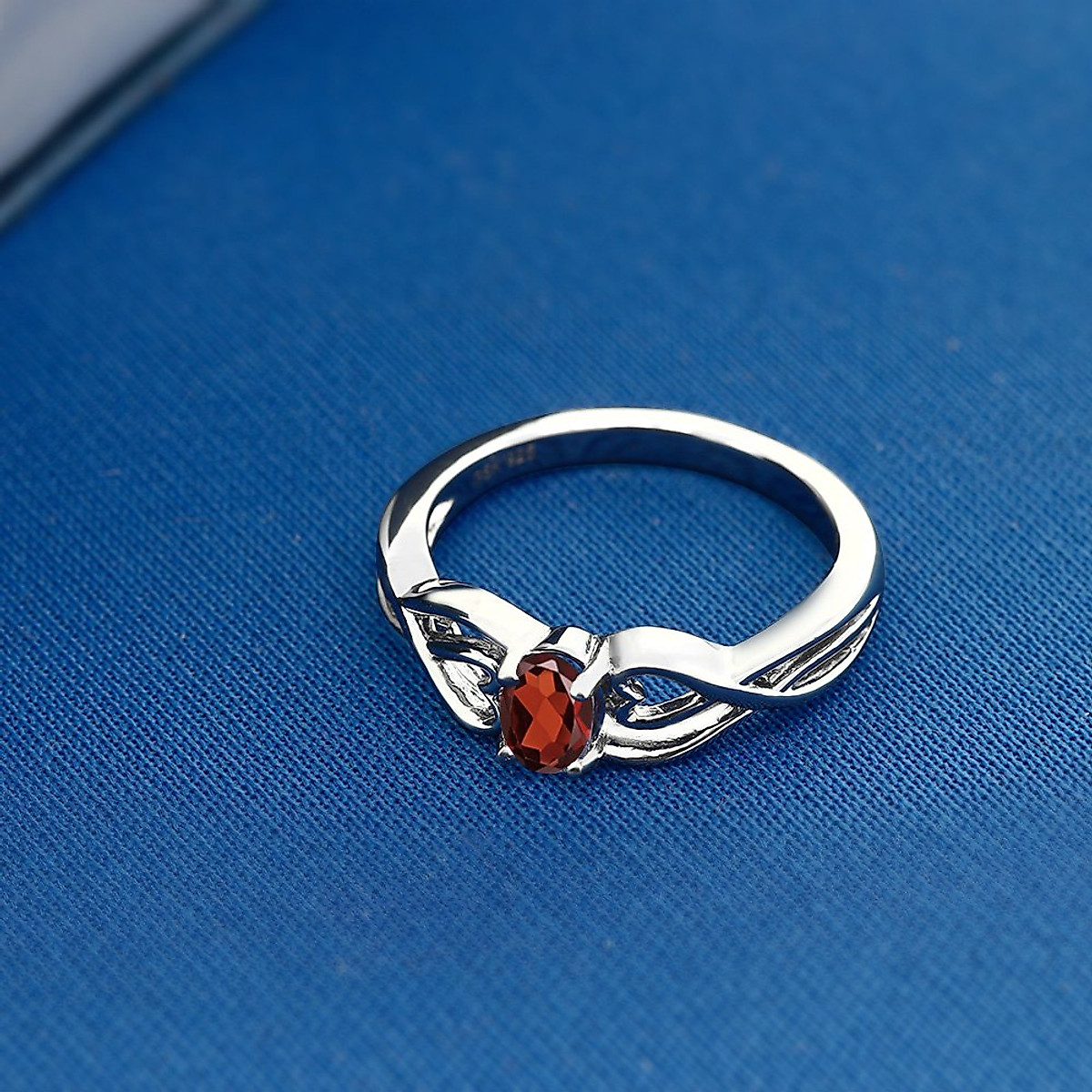 Gem Stone King 925 Sterling Silver 6X4MM Oval Gemstone Birthstone Heart infinity Ring | Wedding Anniversary Promise Ring For Women | Available In Size 5, 6, 7, 8, 9