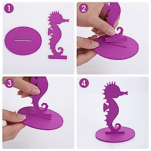 Prasacco 22 Pcs Mermaid Birthday Decorations, Felt Table Centerpiece DIY Under The Sea Party Decoration Seahorse Starfish Seaweed Coral Decoration for Ocean Theme Mermaid Birthday Party Baby Shower