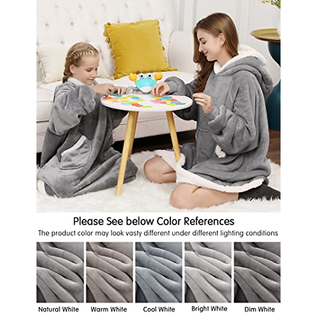 Wearable Blanket Hoodie Oversized Sweatshirt Blanket for Adults Women Men Fleece Sherpa Blanket Jacket with Sleeve Big Pocket