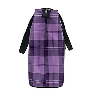 Women's Waterproof Big Shoulder Commuter Bag Large Capacity Work Tote Bags Leather Big Purses And Handbags Ladies Compatible with Purple Tartan Plaid Scottish Pattern