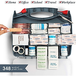 Swiss Safe 2-in-1 First Aid Kit for Car, Travel & Home, Businesses - Bonus Mini Kit for Medical Emergency Aid, Survival, Camping - FSA & HSA Eligible - 348 Pcs, Large Hardcase FAK
