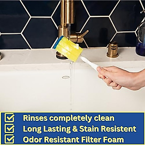 PowerPuff USA Made Reusable Baby Bottle Brush, Cleaning Sponge & Scrubber — 10" Long Handle to Scrubber — Baby Bottle, Water Bottle, Tumbler, Glass & Dish Sponge & Dish Scrub Brush — Pack of 3