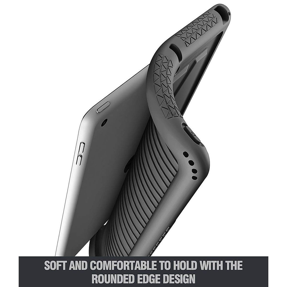 Poetic TurtleSkin Case Designed for iPad 10.2 9th Generation (2021) / 8th Generation (2020) / 7th Generation (2019), Heavy Duty Shockproof Kids Friendly Silicone Case Cover, Black