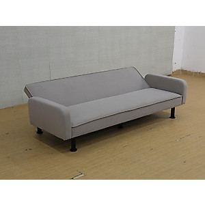 NicBex Sofa Bed Modern Foldable Sofa Bed,Upholstered Convertible Folding Futon Couch,Adjustable Sleep Sofa Bed with Metal Legs,77.5" W Fannel Futon Bed for Living Room,Pale Grey
