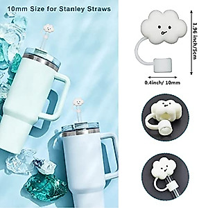 Aurdeayi Straw Cover Compatible with Stanley 30&40 Oz Tumbler,4Pcs Large Cloud Straw Covers Cap for Stanley Cup Accessories,Food-Grade Silicone Protector Topper for 10mm Straws (4Pc cloud straw cover)