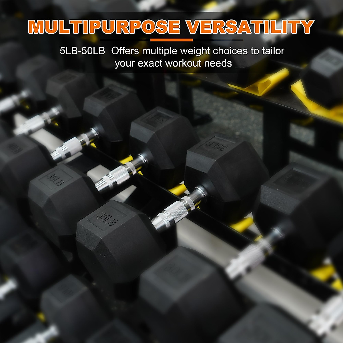 Fitvids Hex Dumbbells Rubber Coated Hand Weights Pairs for Exercises and Fitness, 25 LB Pair