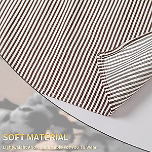 Tosewever 2 Pieces Kitchen Cooking Aprons, Cotton Polyester Blend Adjustable Bib Aprons with 2 Pockets for Women Men Chef Chef (Black/Brown Stripes, 2)