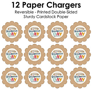 Big Dot of Happiness Happy Grandparents Day - Grandma & Grandpa Party Round Table Decorations - Paper Chargers - Place Setting For 12