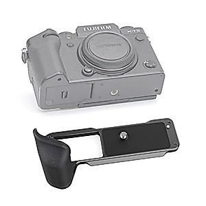 AUKTU X-T5 L-Shape Handgrip Grip for FUJIFILM XT5 Camera, Silicone Side Handle, Built-in Arca Swiss Plate, Extra 1/4"-20 Thread Hole(Black)