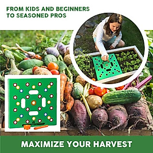 Seeding Square – Seed Sowing Template for Maximum Harvest - Square Foot Gardening Tool Kit – Includes: Color Coded Seed Spacer & Magnetic Seed Dibber/Seed Ruler/Seed Spoon & Vegetable Planting Guide