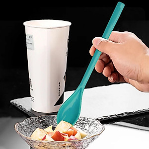 zutisay Long Handle Mixing Spoon Plastic coffee spoon iced tea spoons long spoon Suitable for iced coffee lemonade sundae (white light green pink yellow orange lake blue) -6pcs