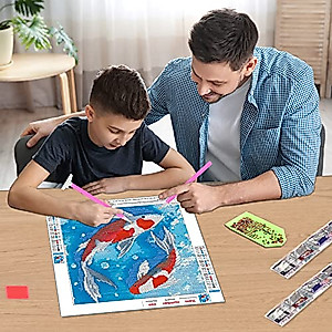 RICUVED Diamond Painting Kits for Adults, Koi Fish 5D Diamond Art Painting Kits Full Round Drill Diamond Dots Art Painting Kits, Diamond Painting for Gift Home Wall Decor 12x12 Inch
