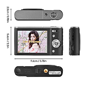 Andoer Portable Digital Camera 48MP 4K 2.8-inch IPS Screen 16X Zoom Self-Timer 128GB Extended Memory Face Detection Anti-Shaking with 2pcs Batteries 32GB Memory Card Hand Strap Carry Pouch