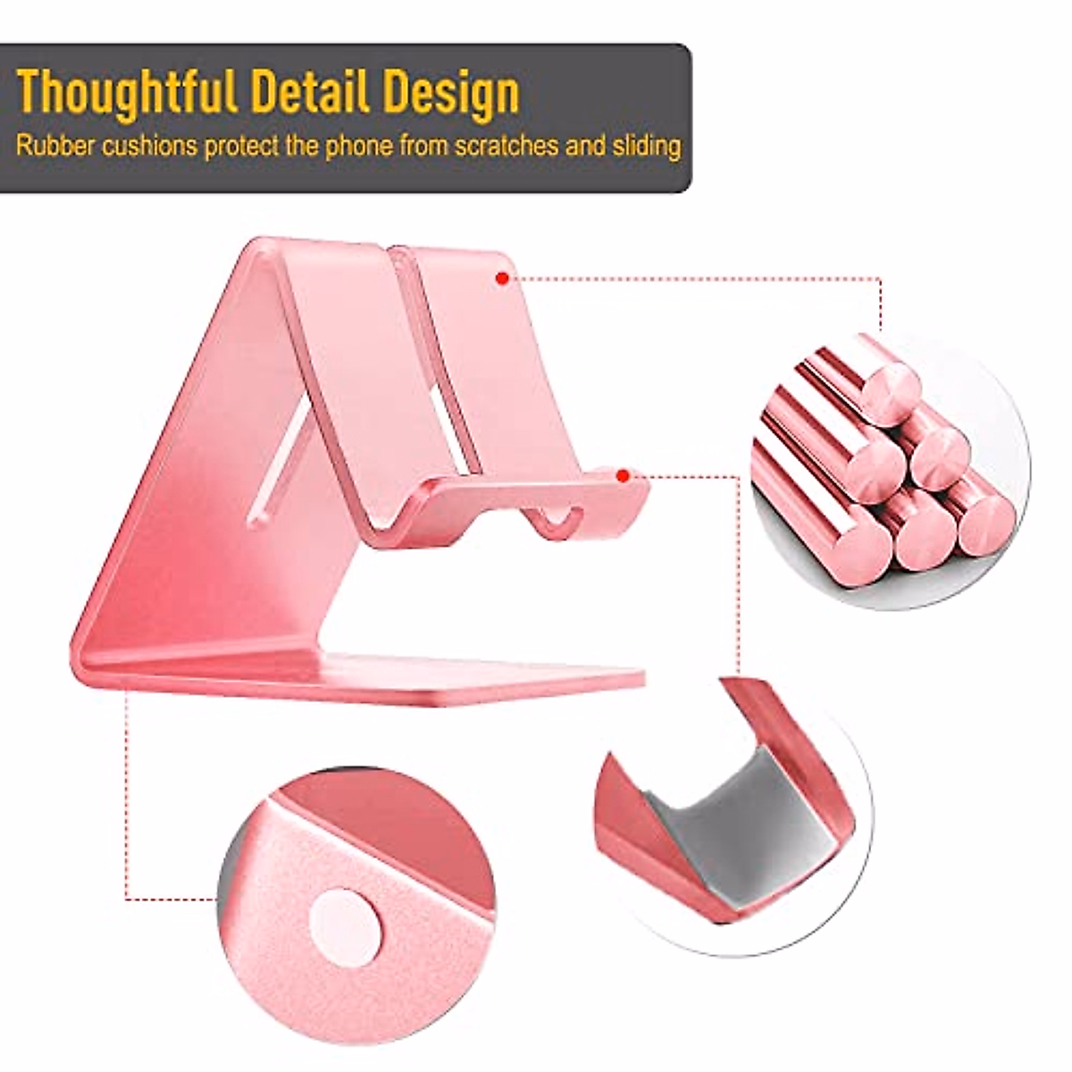 Cell Phone Stand,Desk Phone holder for Office, Home, Bed, School. Cute Desktop Facetime Phone Holder,Metal Phone Dock Cradle Compatible with Switch iPhone 14 13 12 11 iPad Mini, Tablet (Pink)