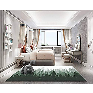 Home Area Runner Rug Pad Forest, Nature, Landscape Evergreen coniferous Trees Pine, Spruce, Thickened Non Slip Mats Doormat Entry Rug Floor Carpet for Living Room Indoor Outdoor Throw Rugs