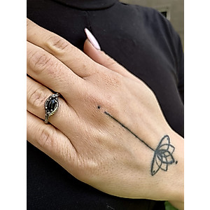R&O Silver Boutique 925k Unique Snake Design Sterling Silver Women's Ring 2W (Black, 5)