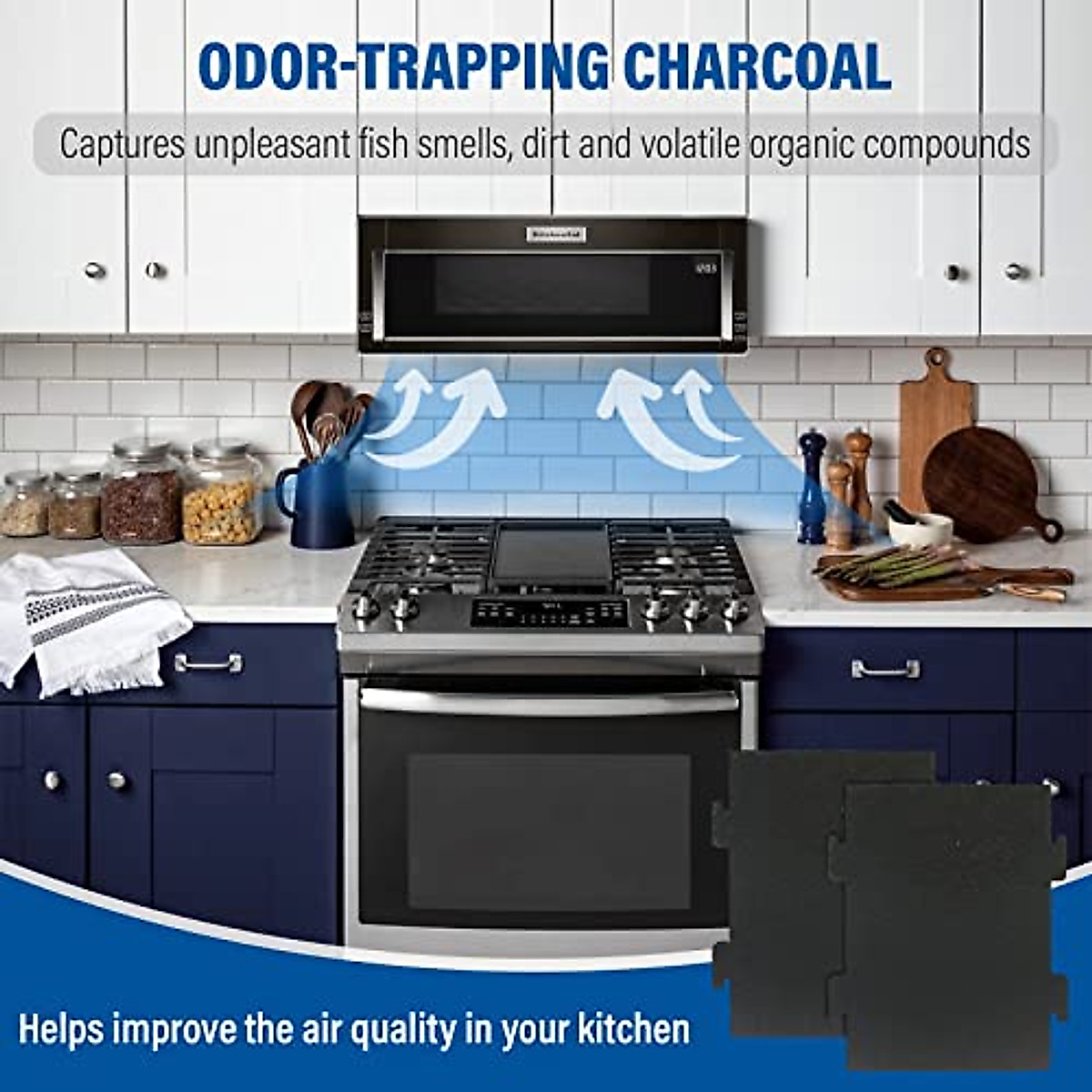 Replacement Air Filters for Microwave Oven – 2 Pack Activated Charcoal Filters Compatible with Kitchen Aid and Whirlpool Over The Range Microwave Hood Models