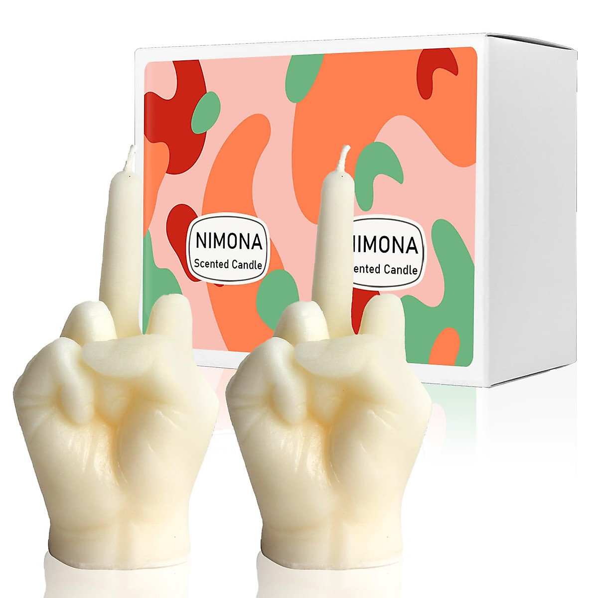 NIMONA Middle Finger Scented Candle, 2 Pcs Apartment Home Decor Aesthetic Soy Wax Hand Gesture Cute Candles, Desk Sculpture Decorations Gift for House, Bedroom and Home Room.