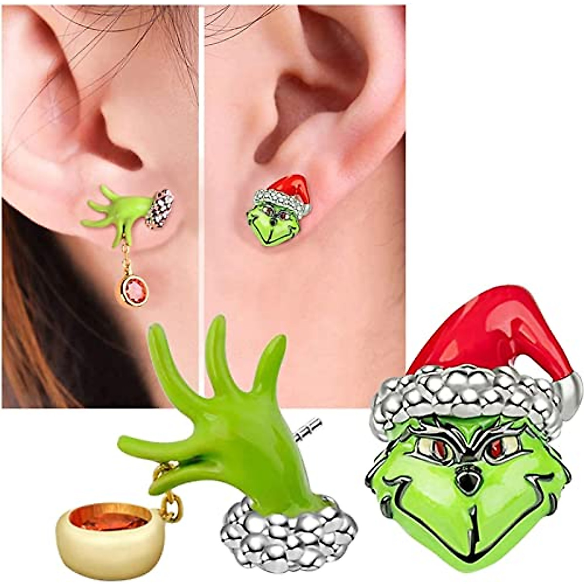 MUDUH Womens Cute Greench Earrings Classic Stealing Christmas Earrings 2022 Christmas Green Jewelry Gifts for Lovers Girls