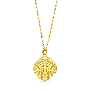 CHOW SANG SANG Chinese Gifting Collection 999.9 24K Solid Gold Price-by-Weight 3.36g Gold Plum blossom-shaped 12 Chinese Zodiac Pendant for Women | [Not Include the Necklace] (Goat)
