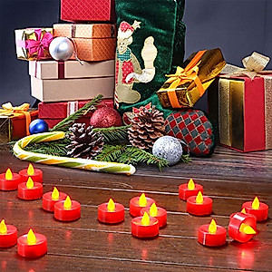 PChero 18 Packs Red LED Tea Lights, Battery Operated Flickering Flameless Tealights Electric Candles, Decorations for Wedding Party Halloween Christmas Centerpieces and Festival Celebration