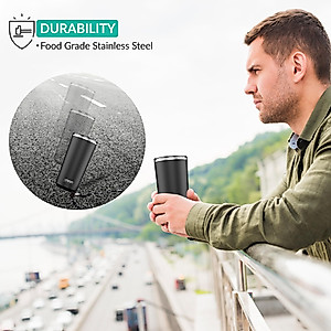 The Clean Hydration Company Tumbler Insulated with Lid, Double-Wall Vacuum, 20 Oz Travel, Office Tumbler, Hot & Cold Drinks, Ceramic Interior, Spill-Proof, BPA-Free, No Metal Taste