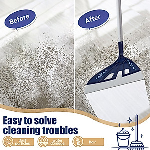 HOLDSIGN Magic Broom Sweeper Household Silicone Broom, Multifunction Squeegee with 2 Heads Brush and Scrape, Magic Broom with Extra-Long Adjustable Aluminum Handle for Floor, Glass, Tile (Ocean Blue)