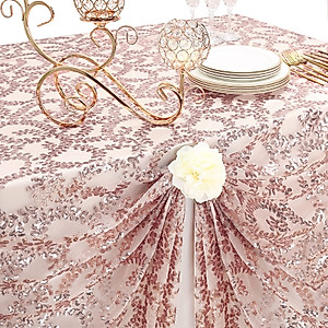 B-COOL Sequin Tablecloth Rose Gold Table Decorative Tablecloth Luxurious Vine Sparkly Tablecloth Ultimate Glam Inspired Wedding Graduation Event 90x156inches