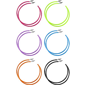 Hicarer 6 Pairs Neon Hoops Earrings Women Color Hoop Earrings Large Drop Earrings 80s Retro Party Accessory for Female Gifts