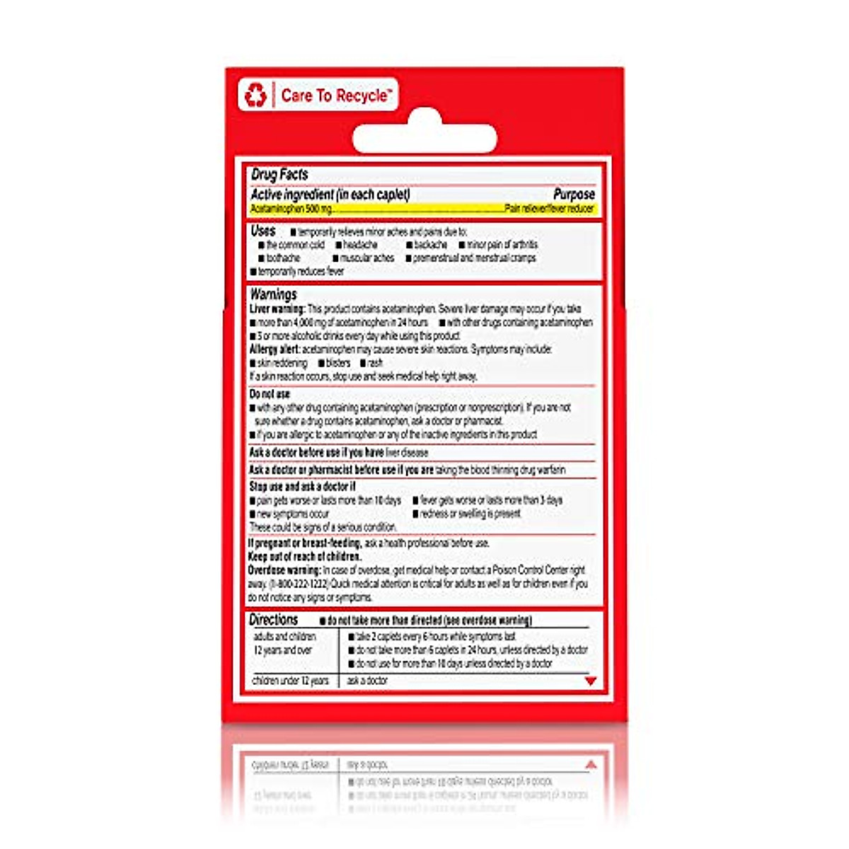 Tylenol Extra Strength Caplets with 500 mg Acetaminophen, Pain Reliever & Fever Reducer, 6 ct