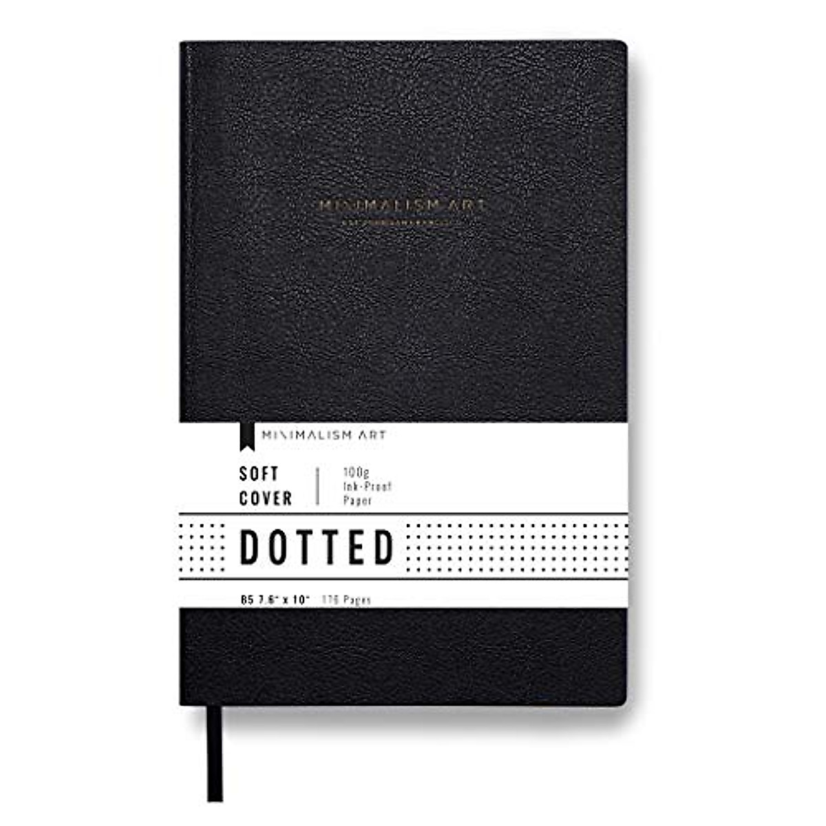 Minimalism Art, Classic Soft Cover Notebook Journal, Large Size, Composition B5 7.6" x 10", 176 Pages, Premium Thick Paper 100gsm, Fine PU Leather, Ribbon Bookmark, San Francisco (Dotted, Black)
