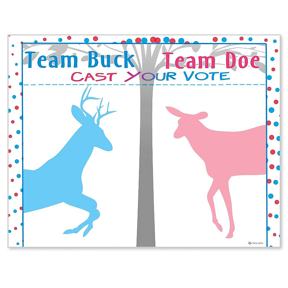 PROLOSO Baby Shower Gender Reveal Voting Board Team with Pink & Blue Stickers (Buck or Doe)