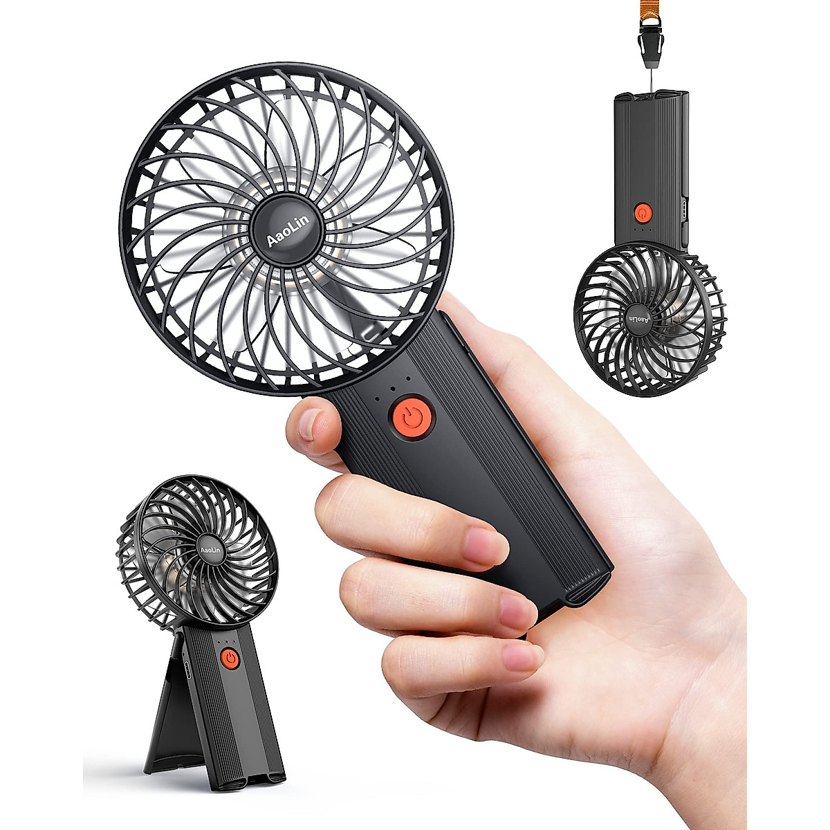 AaoLin Handheld Fan and Desk Tower Fan, 4 Speeds [6-15H Working Time] Hand Held Fan & 10000mAh Rechargeable Oscillating Table Fan, Max Last 30Hrs