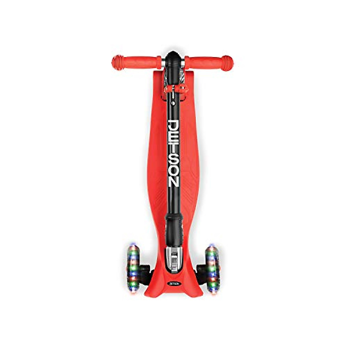 Jetson 3-Wheel Scooters - Twin Kick Scooter (Red) - Collapsible Portable Kids Three Wheel Push Scooter - Lightweight Folding Design with High Visibility RGB Light Up LED Wheels