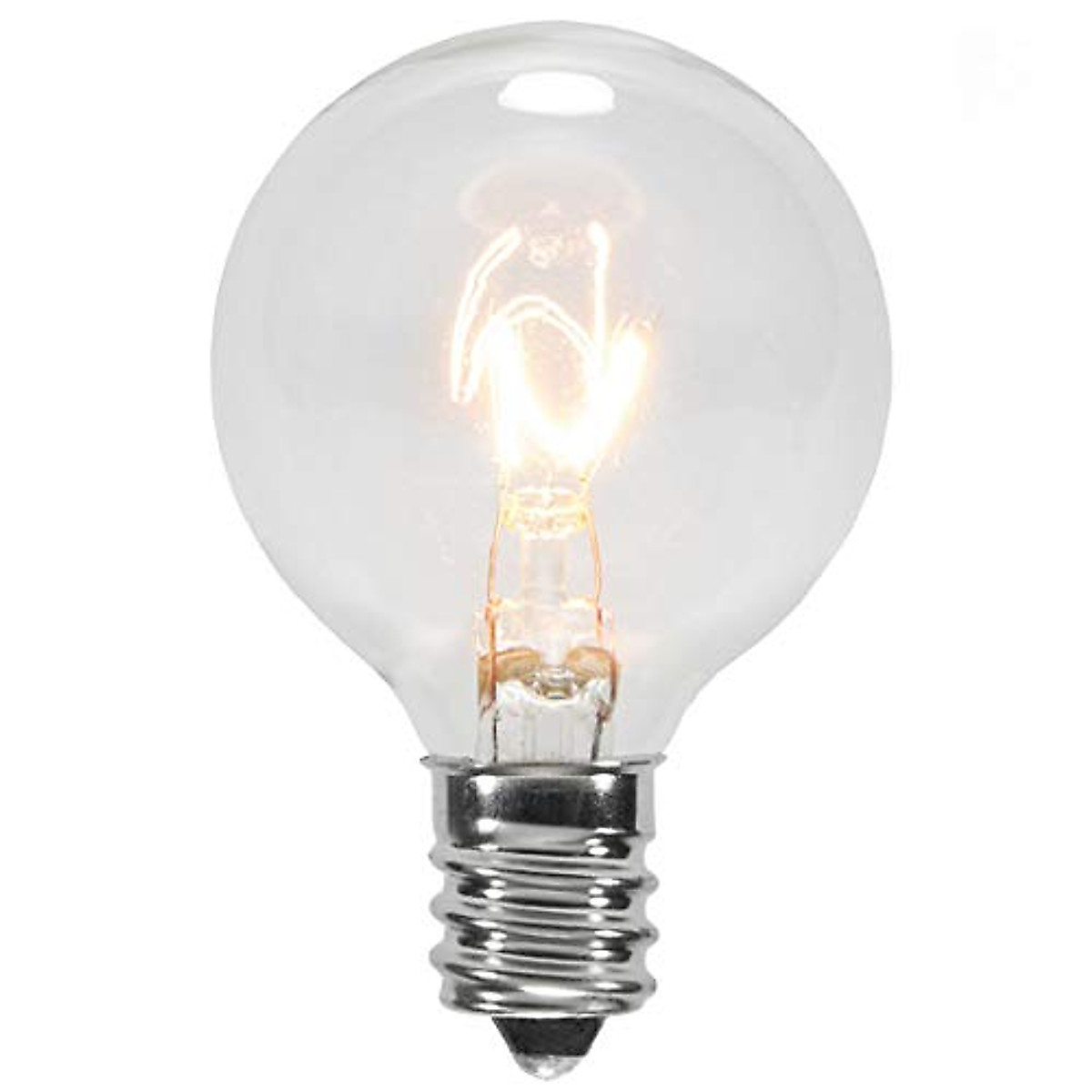 25 Pack Clear G40 Globe Light Bulbs for Patio String Lights Fits E12 and C7 Base 5 Watt 1.5 Inch Dimmable Light Bulbs G40 Replacement Bulbs for Patio Lights